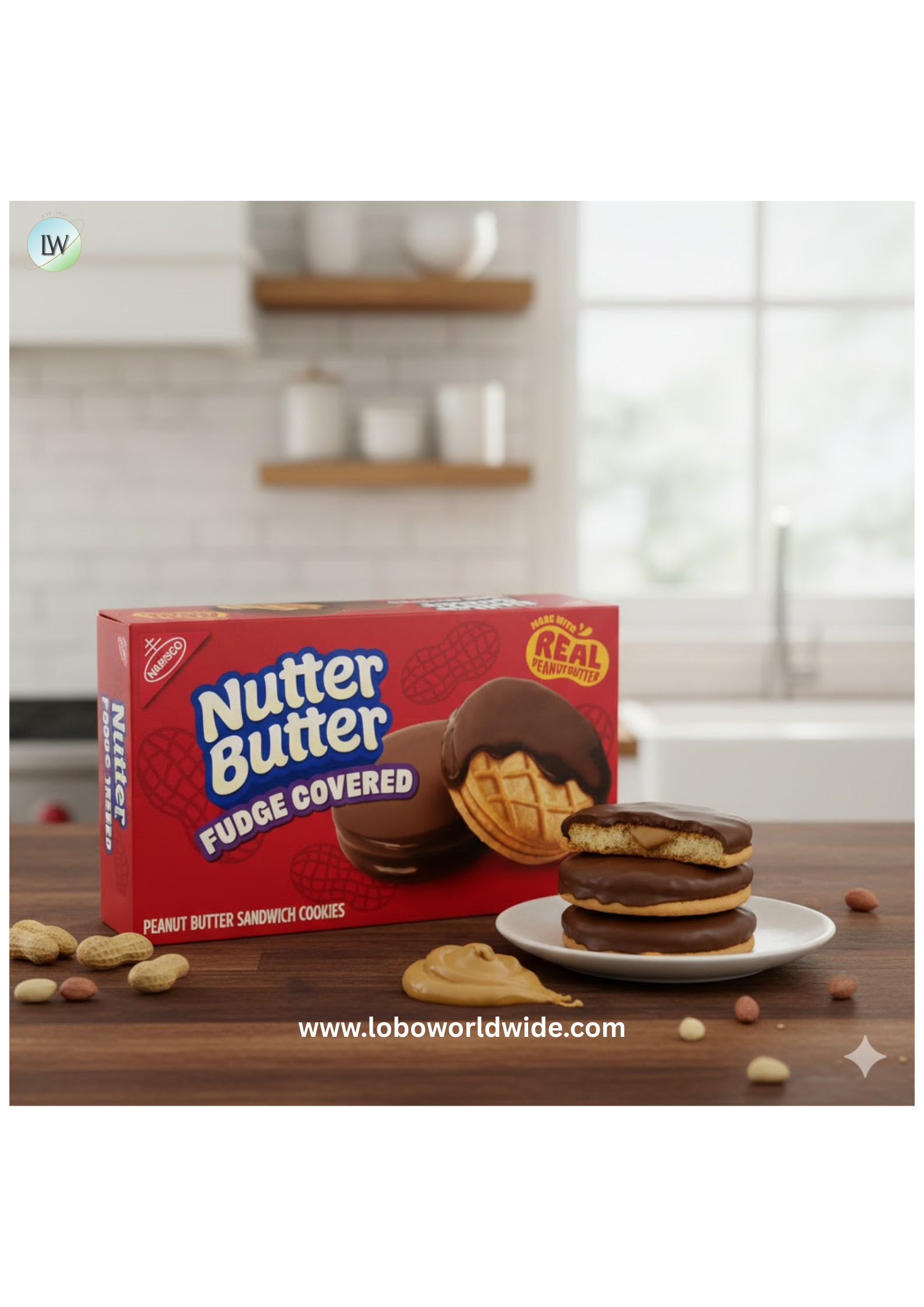 NUTTER BUTTER Fudge Covered Peanut Butter Sandwich Cookies, 7.9 oz ...
