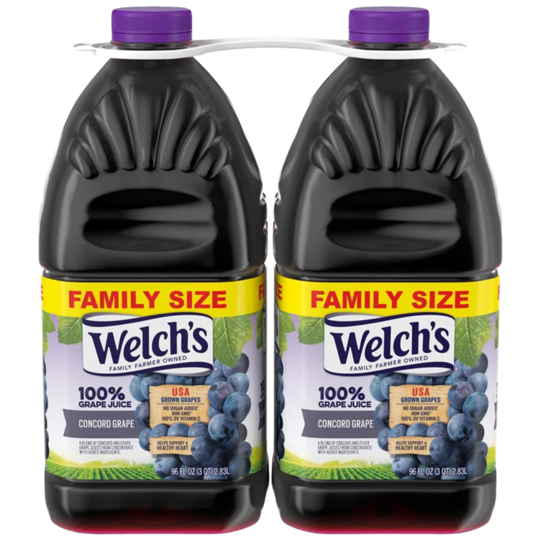 Welch’s, 100% Grape Juice Blend, Concord Grape, 96 fl oz, 2-Count ...